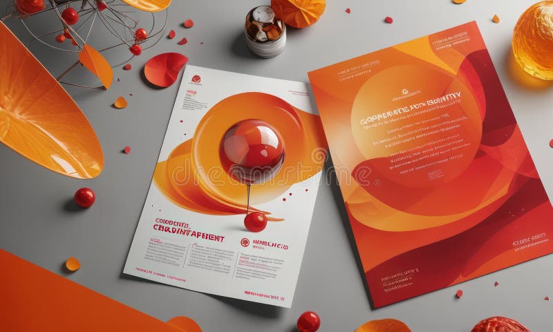 A Red and Orange Poster is Laying on a Grey Surface. Stock Illustration - Illustration of city ...