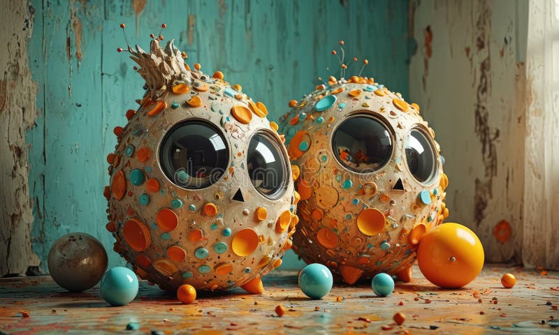 Two Strange Looking Creatures are Standing Next To Each Other, One ...