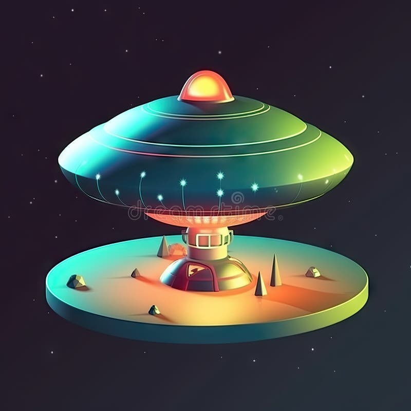 AI Generated UFO, Neon Lights. Concept of UFO Stock Illustration ...