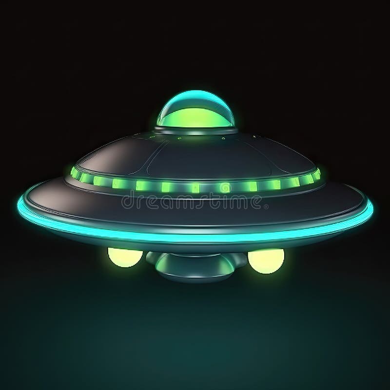 AI Generated UFO, Neon Lights. Concept of UFO Stock Illustration ...