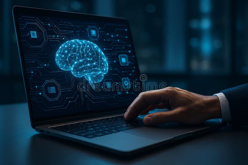 Glowing Digital Brain Interface Stock Illustrations – 6,700 Glowing ...