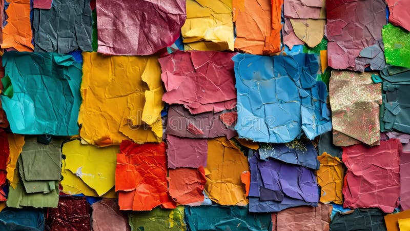 AI Generated. Uneven Stickers Made from Pieces of Colored Paper of ...