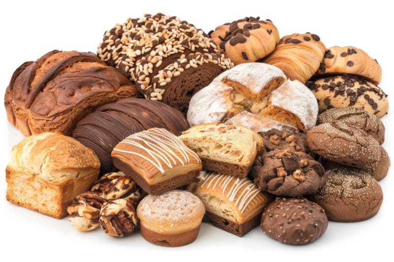 Variety Of Freshly Baked Breads And Pastries Showcasing Different
