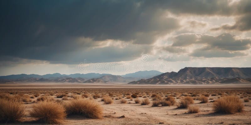 A Vast Desert Landscape with Dramatic Clouds. Stock Photo - Image of ...