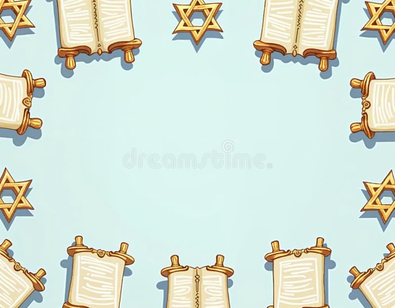 Vector of a Blue Background with a Gold Stars of David and Torah ...
