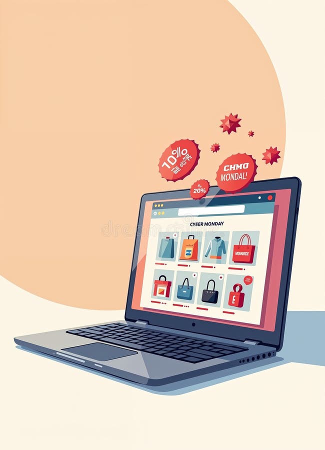 Vector Design of an Ecommerce Website Opened on the Laptop Screen with ...