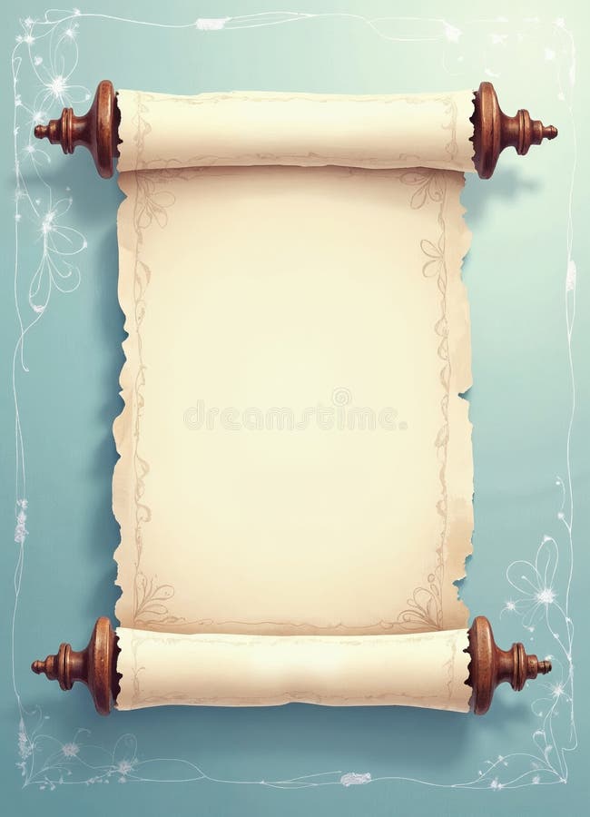 A Vector of an Empty White Sheet in Hanukkah Torah Scroll on a Blue ...