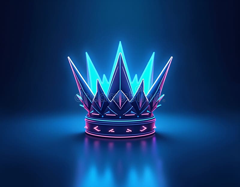 Vector of a Glowing Crown in Blue and Magenta Color is on a Dark Blue ...