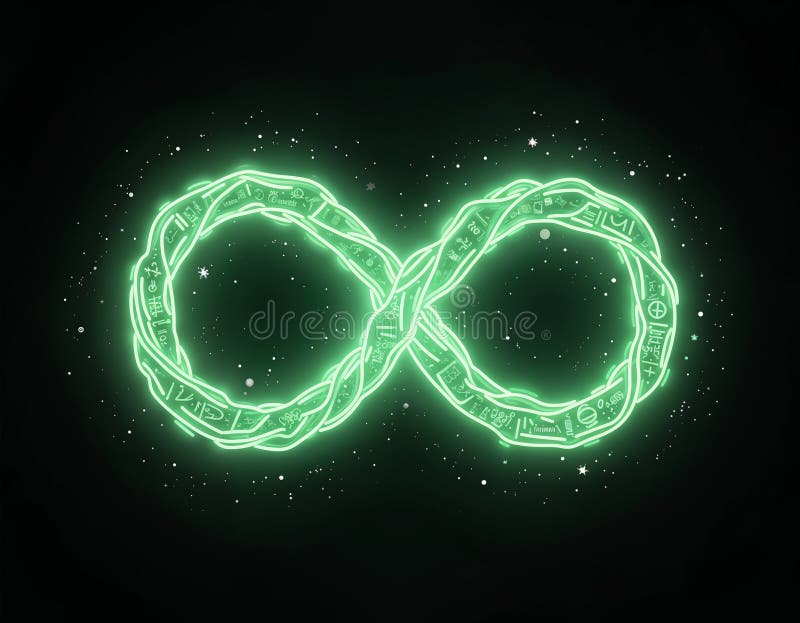 Vector of a Green Neon Light Trails of Infinity Loop with Religious ...