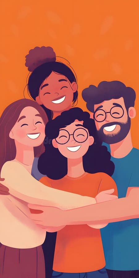 AI-generated Vector Illustration of Happy Friends Smiling Together ...