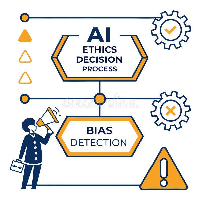 AI-Generated Vector Illustration of AI Ethics Decision Process and Bias ...