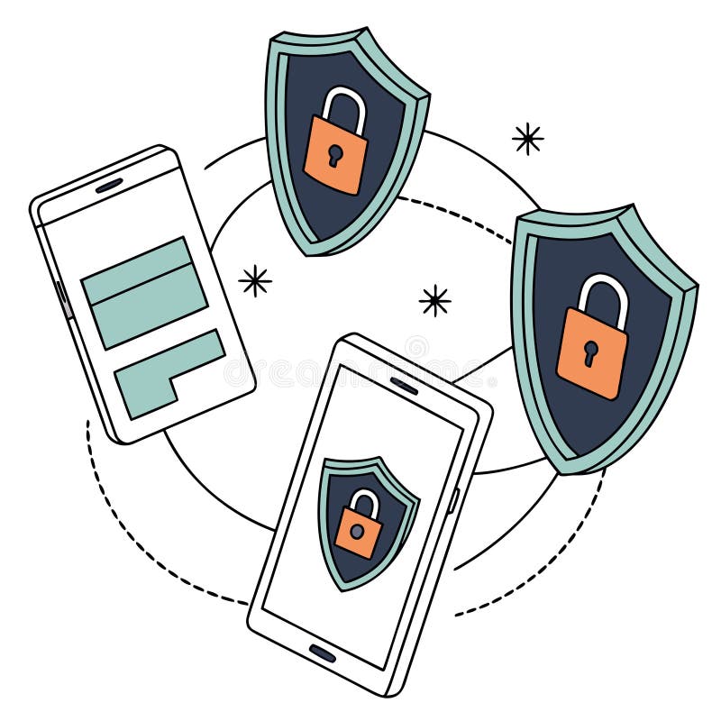 AI-Generated Vector Illustration of Mobile Cybersecurity and Data Protection Stock Vector ...