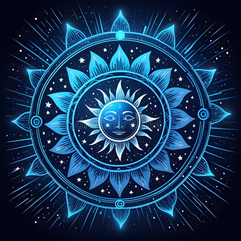 A Vector Illustration of a Sun with a Star Design and Celestial ...