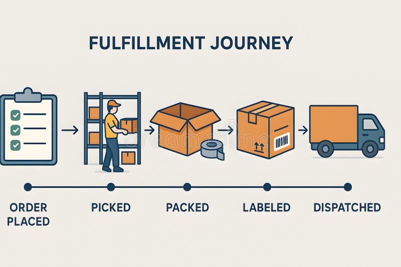 AI Generated Fulfillment Process Timeline Illustration Showing Order To ...