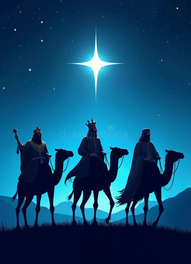 Vector Silhouette of a Nativity Scene with the Star of Builder and the ...