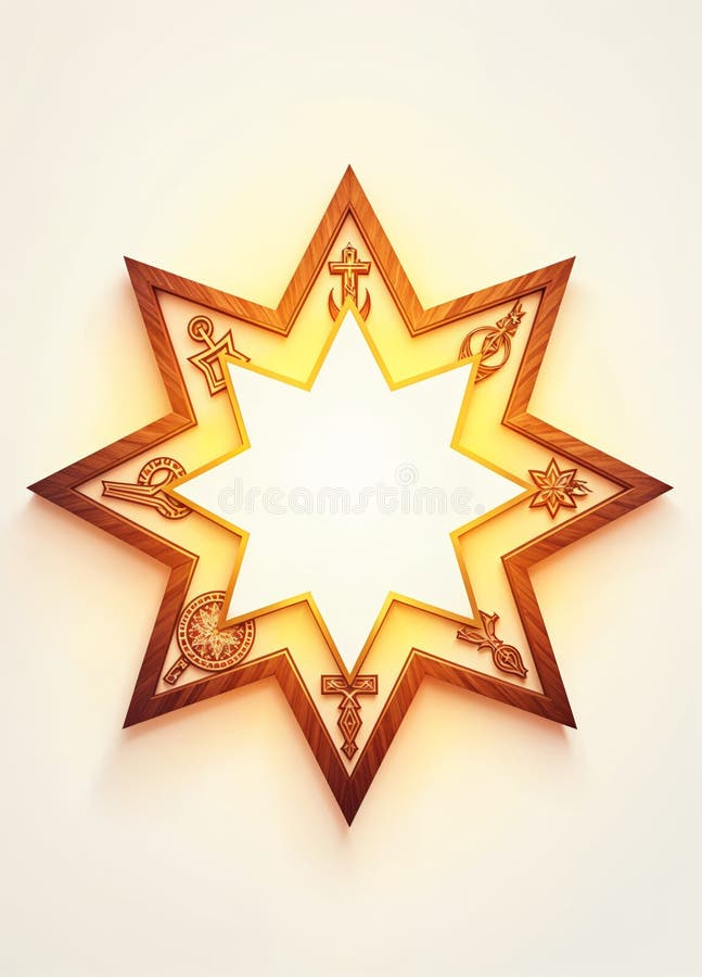 Vector of a Star with Eight Points and Religions Symbols that is on a ...