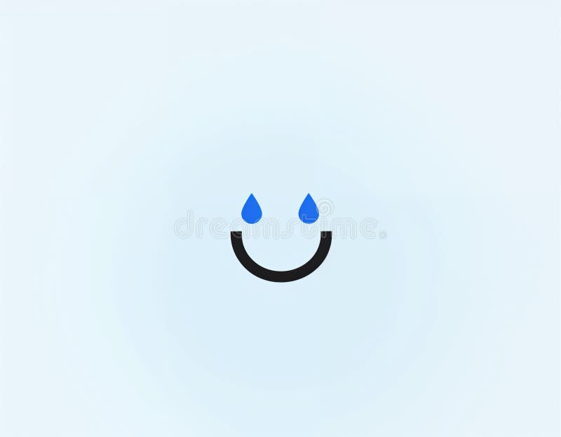 Vector of a Water Drop with a Smiley Face on it on Blue Background ...
