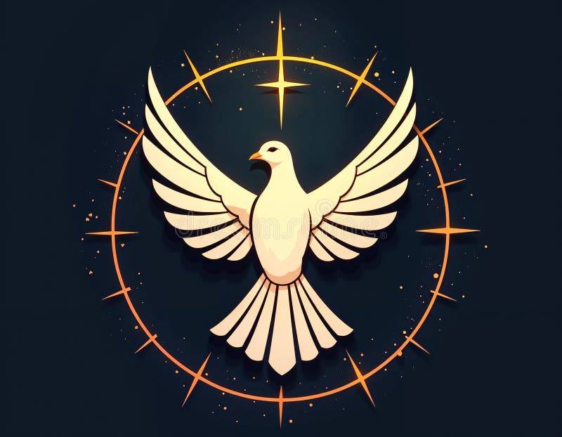 Vector of a White Dove with a Gold Frame with a Circle in the Middle ...