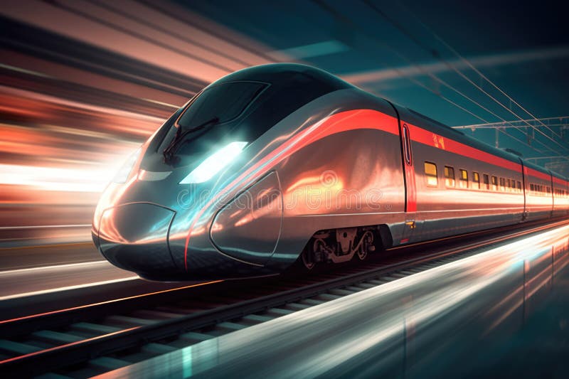High Speed Train in Motion with Motion Blur Background Stock ...