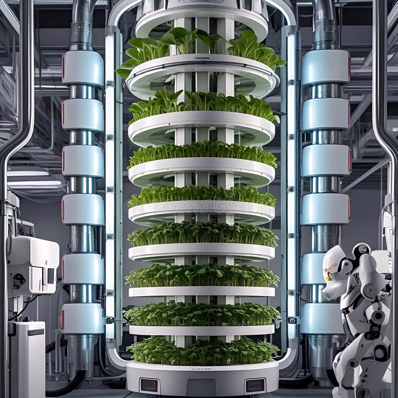 AI-Generated Vertical Farming System with Robotic Assistance Stock ...