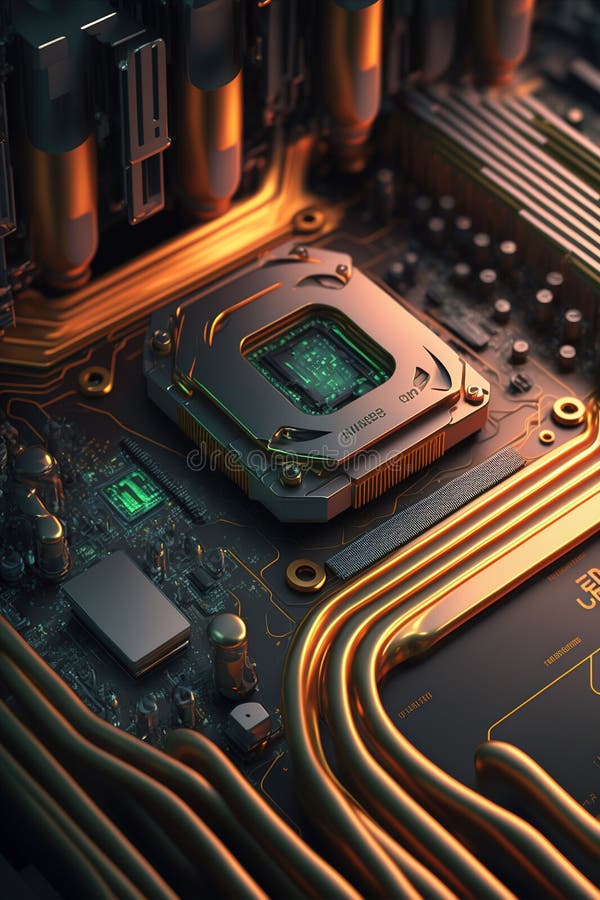 AI-Generated Motherboard Circuit with "Think Smart" Processor Stock ...