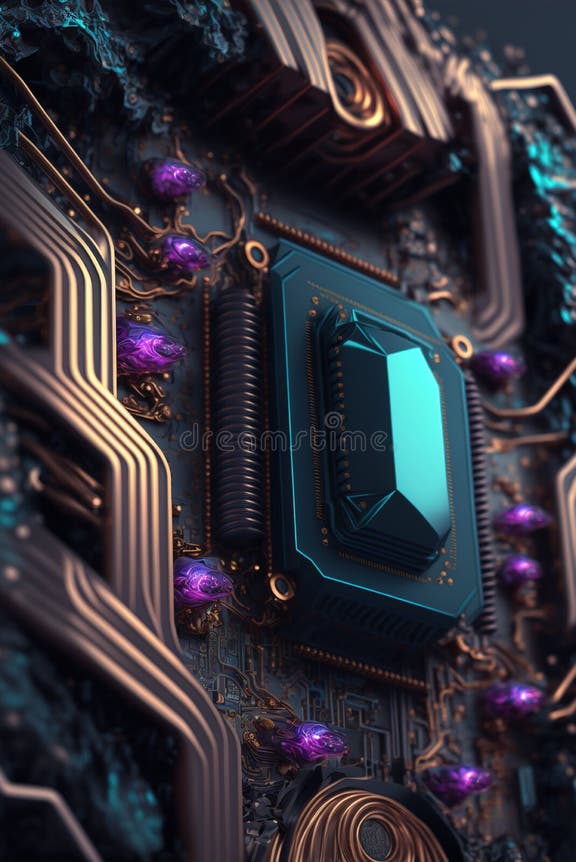 AI-generated Vertical Illustration of a CPU Motherboard Central ...