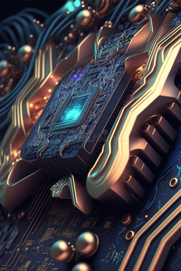 AI-generated Vertical Illustration of a CPU Motherboard Central ...