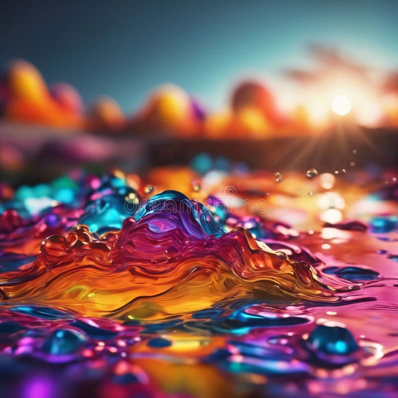 AI-generated Vibrant Abstract Liquid Art with Colorful Waves. Stock ...