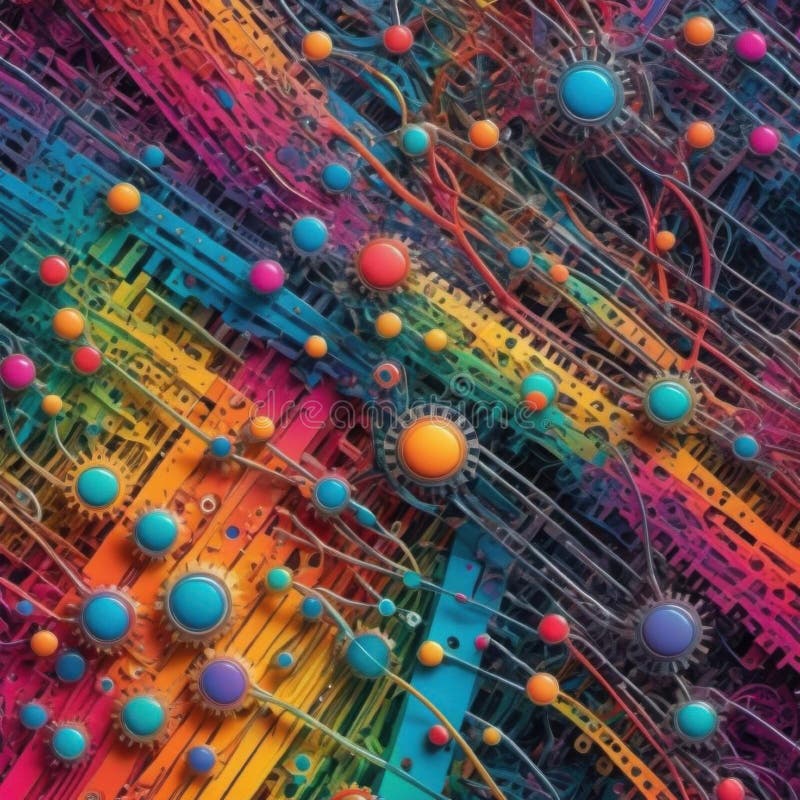AI-Generated Vibrant Abstract Mechanical Gears and Patterns in a ...