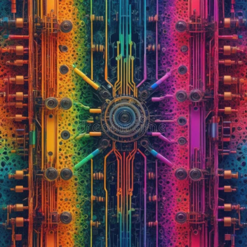 AI-Generated Vibrant Abstract Mechanical Gears and Patterns in a ...