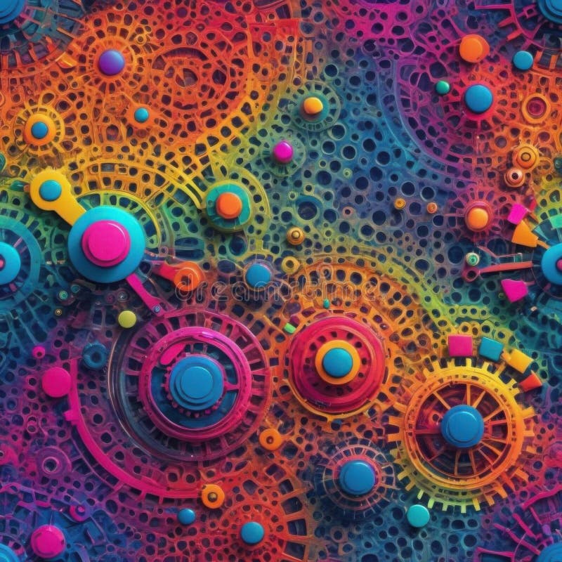 AI-Generated Vibrant Abstract Mechanical Gears and Patterns in a ...