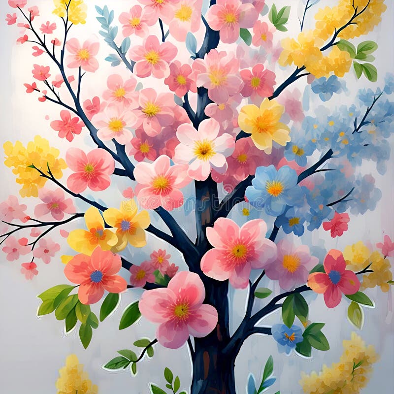 AI Generated Vibrant Blossoms: a Symphony of Colors Stock Photo - Image of freshness, flowers ...