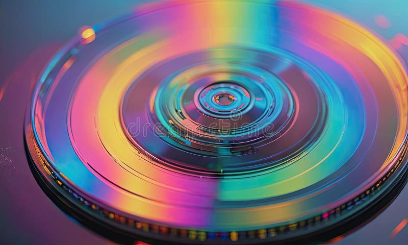 A Colorful CD is Spinning on a Table. Stock Illustration - Illustration ...