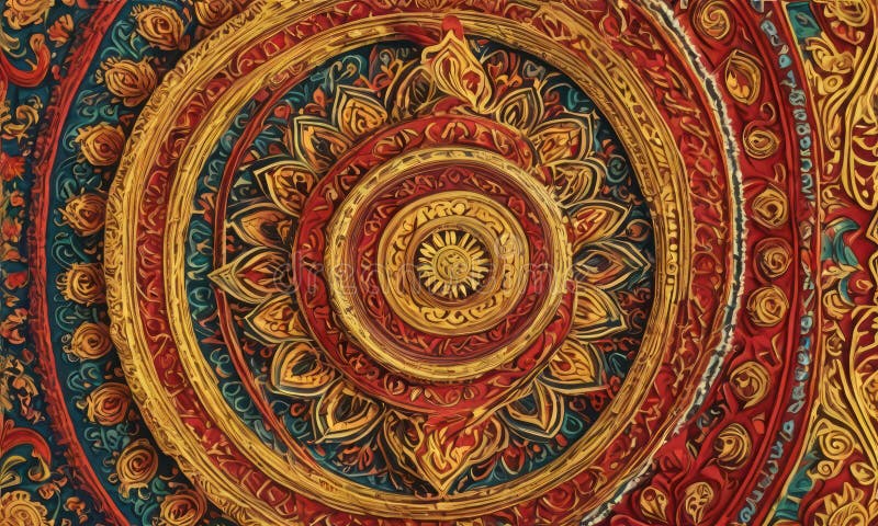 A Gold and Blue Design on a Wall. Stock Illustration - Illustration of ...