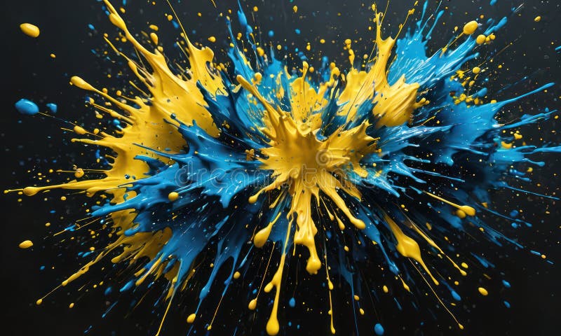 A Splash of Blue and Yellow Paint. Stock Illustration - Illustration of ...