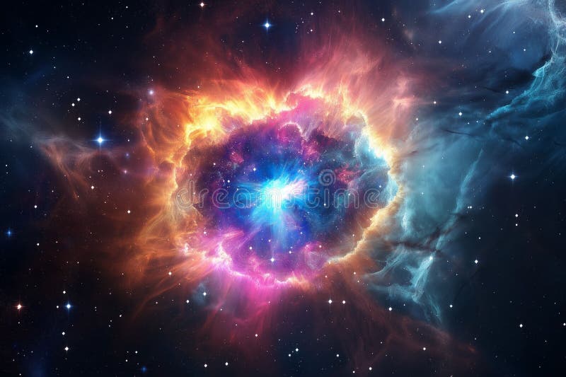 AI-generated Vibrant Explosion of Colors in a Nebula within Deep Space ...