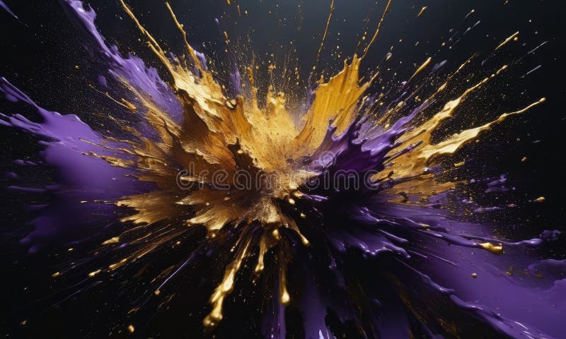 A Purple and Gold Explosion of Paint. Stock Illustration - Illustration ...