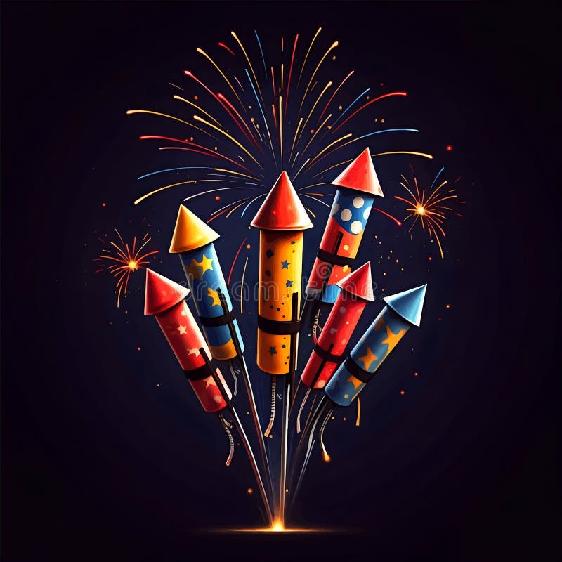 AI-Generated Vibrant Fireworks Display – Festive Celebration in Dynamic ...
