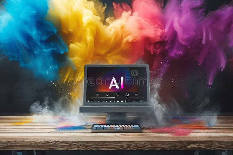 Vibrant AI Graphics on a Laptop Screen, Representing the Dynamic Nature ...