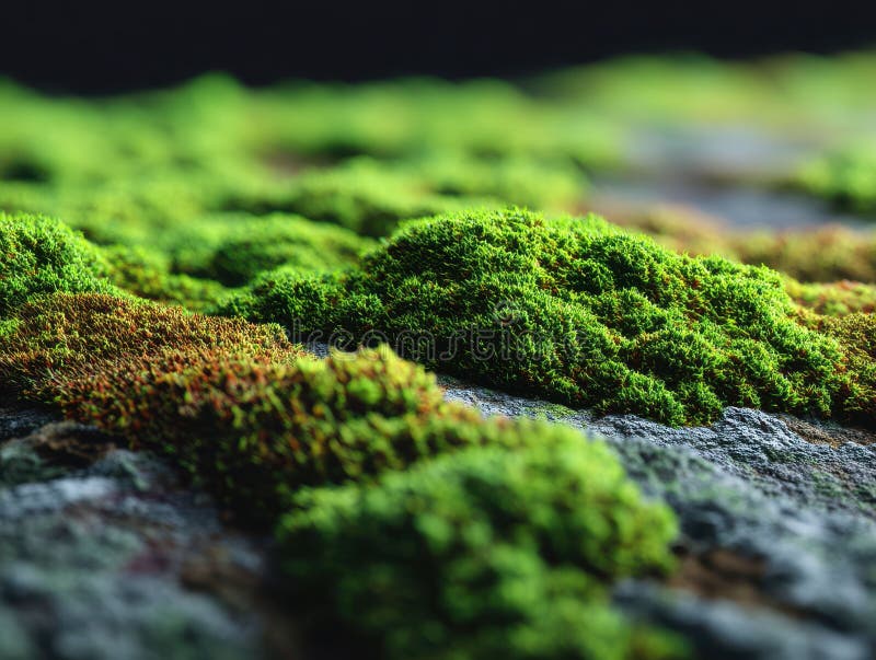 AI-generated Vibrant Green Moss on a Rock Surface, Showcasing Natural ...