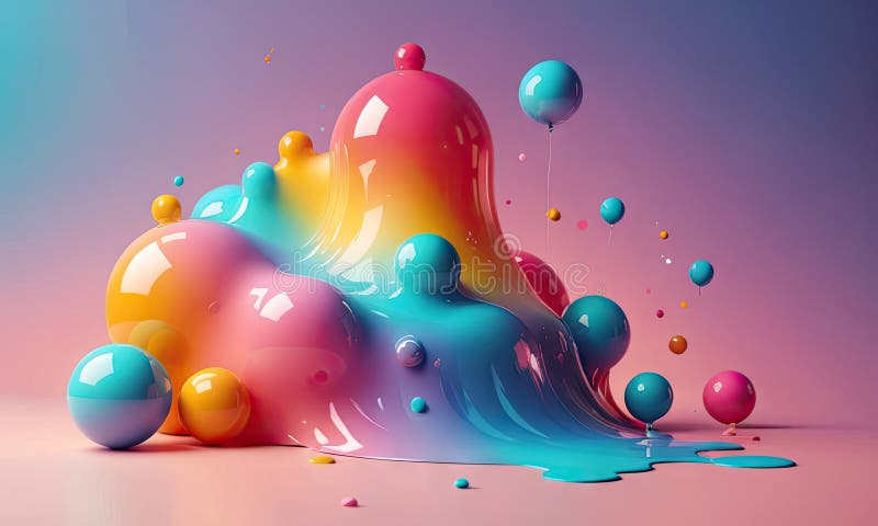 A Colorful Blob of Paint is on a Pink Background. Stock Illustration ...