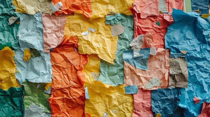 AI Generated. Vibrant, Multicolored Layers of Crumpled Paper Create a ...