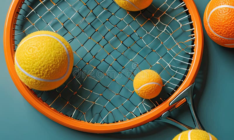 A Tennis Racket with Balls on it. Stock Illustration - Illustration of ...