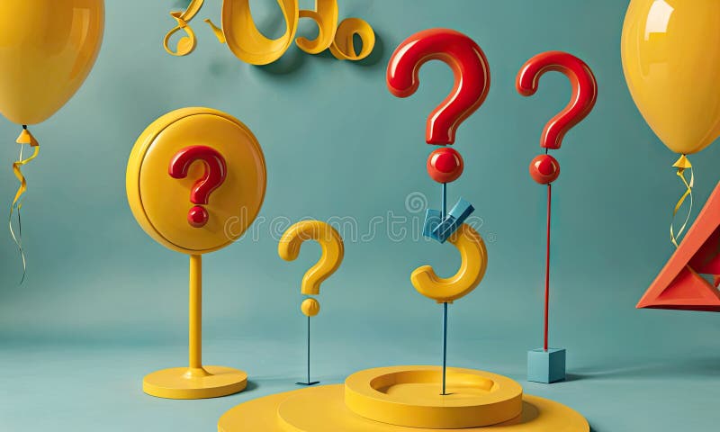 A Yellow and Red Question Mark is Standing on a Blue Background. Stock ...