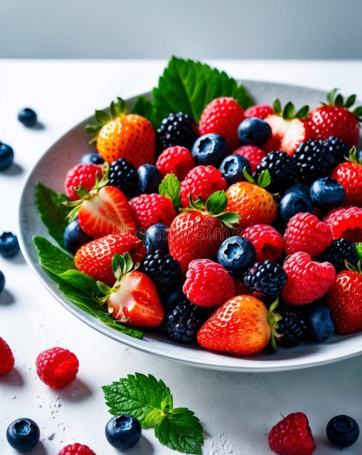 Vibrant Visuals of Mixed Berry Fruit Salads for a Deliciously ...