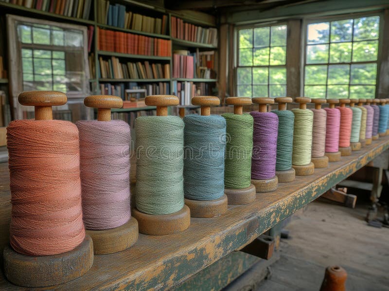 An AI-Generated Vibrant Yarn Dyed in a Timeless Textile Mill Stock ...
