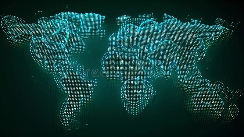 AI Generated Video Global Network Digital World Map Animation Data Visualization Abstract ...