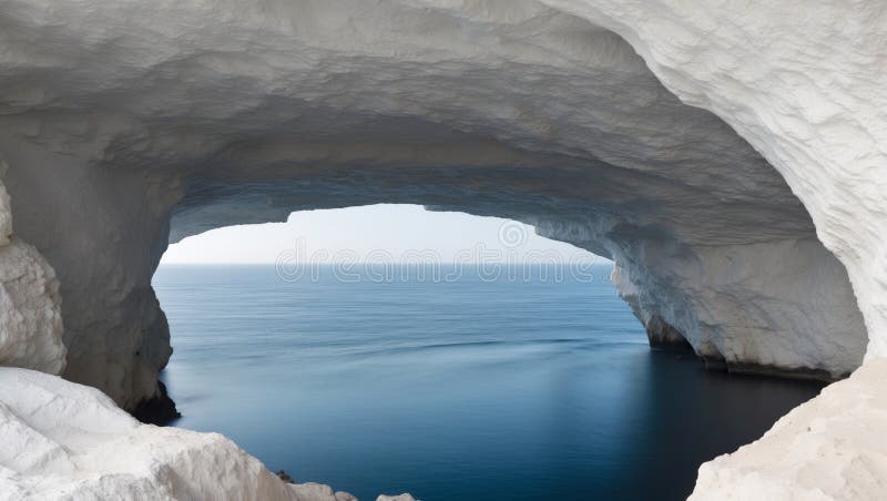 A View of the Ocean from Inside a Coastal Cave. Stock Image - Image of ...