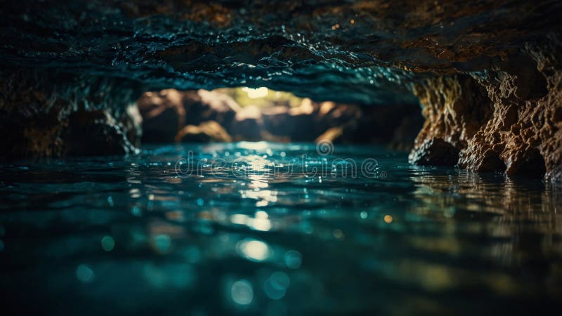 A View of the Waters Surface from the Cave Bottom. Stock Photo - Image ...
