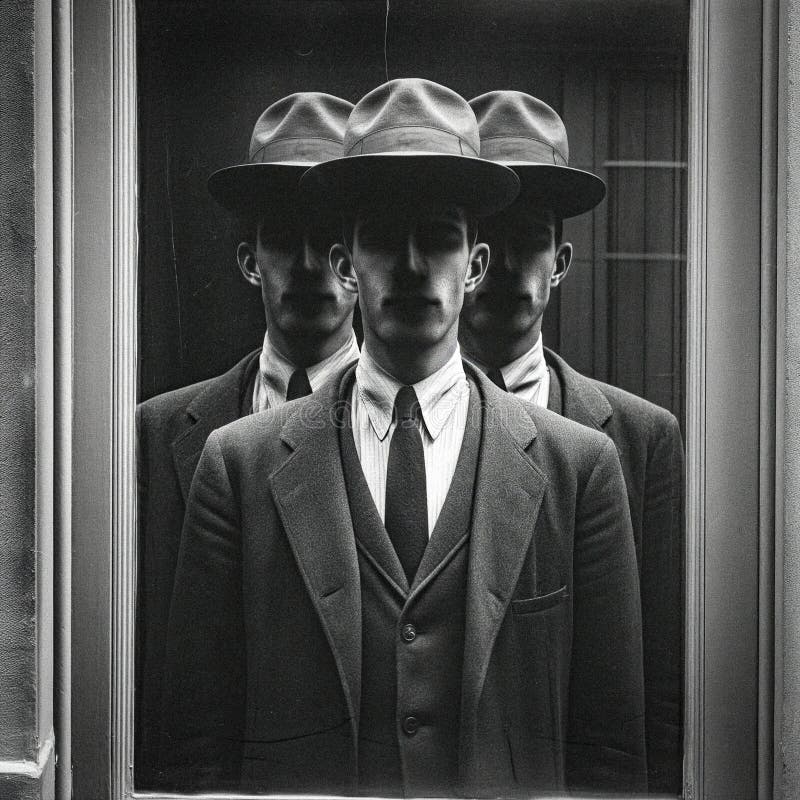 AI-Generated Vintage Trio Reflection Stock Illustration - Illustration ...